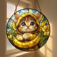 Banana Cat Glass Suncatcher for Window Decor, Whimsical Pet Light ...