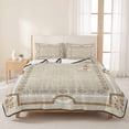 Beige Farmhouse 3 Piece Quilt Bedding Set with 2 Pillow Shams, Linen ...