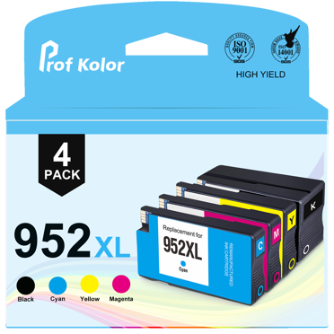 HP 952 High-Yield Ink Cartridges (4-Pack), Black, Cyan, Magenta, Yellow ...