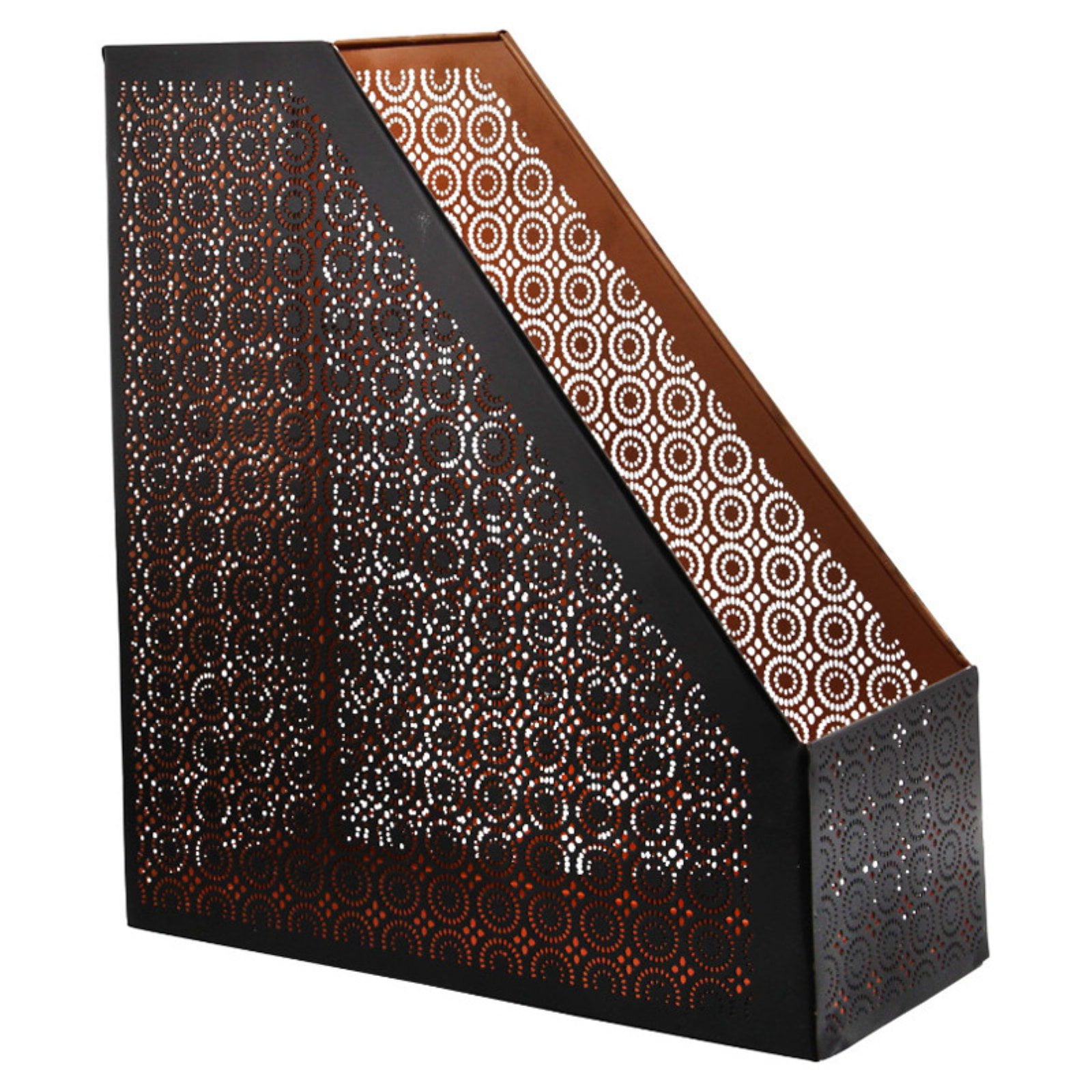Carved Hollow Office Desk Magazine File Holder Organizer, Black ...