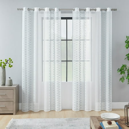 HiMONE Tulle Curtains Panel Grommet Sheer Window Curtain Semi-sheer ...