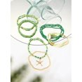 7-Piece Green Bohemian Shell & Bead Wrap Bracelet Set With Gold-Tone ...