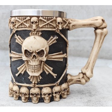 Gothic Tribal Skeleton Skull Tankard Coffee Mug Cup - Creepy Design ...