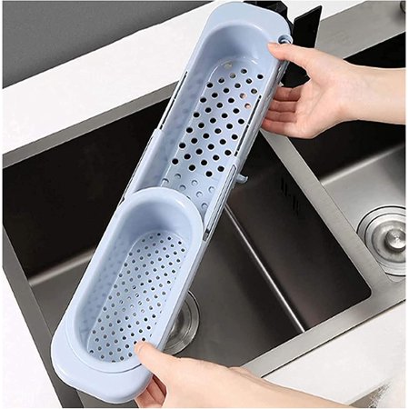 Telescopic Sink Rack,Adjustable Drip Rack,Blue，Kitchen Sink Drainage ...