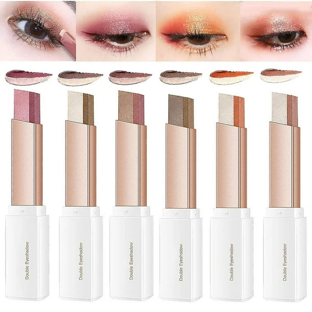 12 Colors Glitter Eyeshadow Stick Set, Double Colors Gradient Eye ...
