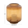 DecMode Brown Glass Tinted Wide Hurricane Lamp with Elevated Base ...