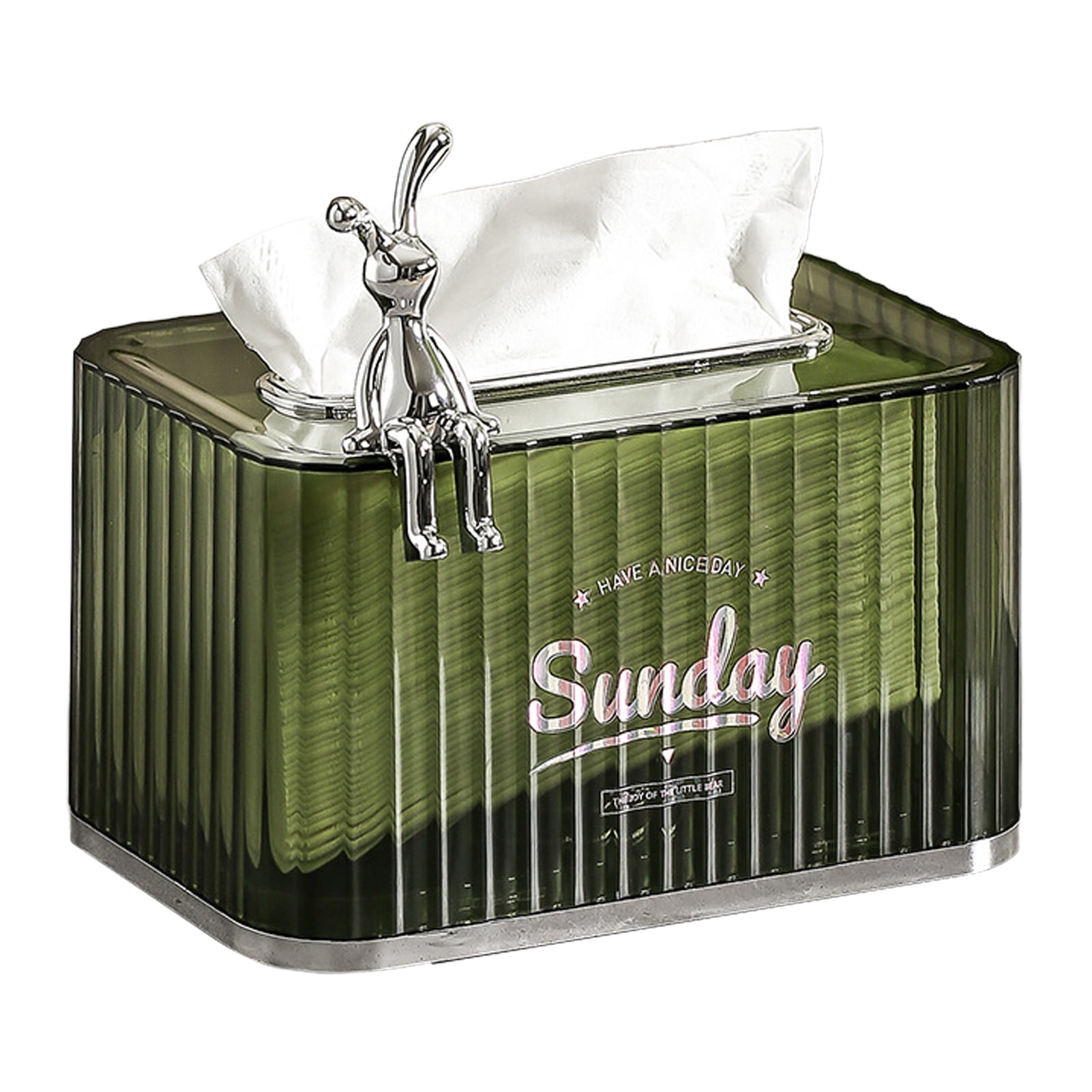 Wharick Tissue Box Cover, Tissue Holder Built-in Spring Cute Rabbit ...