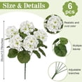 6 Pcs Artificial Flowers for Outdoors, White Fake Geranium Flowers UV ...