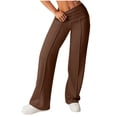AnuYalue Women's Straight Wide Leg Sweats Pants High Waist Solid Sports ...