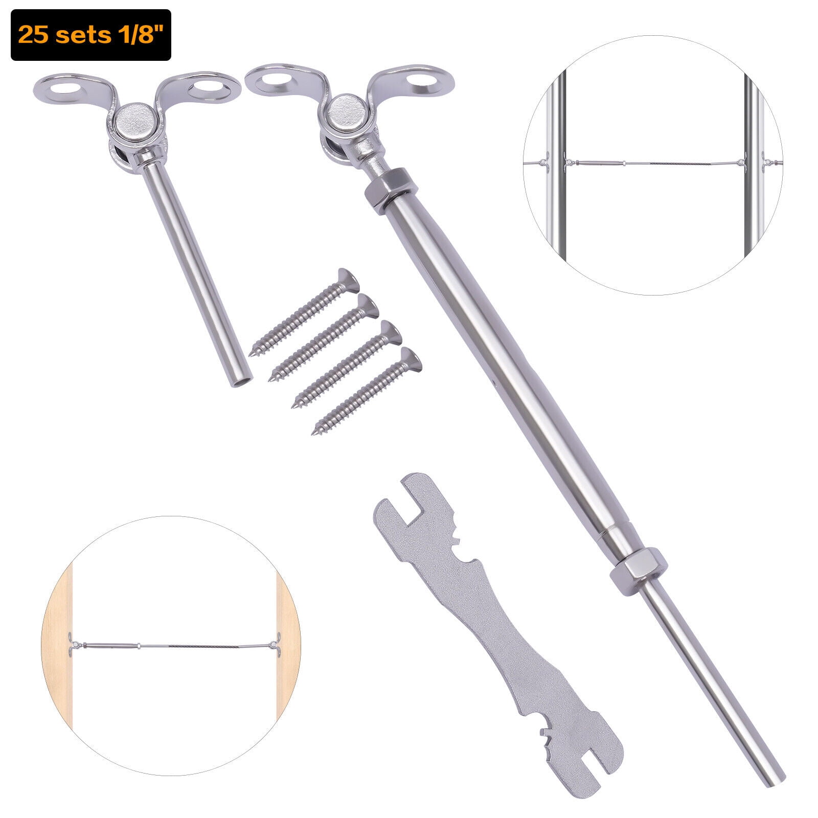 25pcs 1/8" Cable Stainless Steel Cable Railing Hardware Kit Set for ...