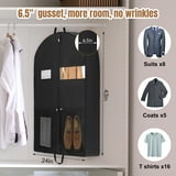 Abaima 2 Pcs 43" Heavy Duty Garment Bags for Travel 6.5" Gusseted Suit ...