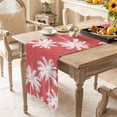 Coral Red Palm Trees Dining Table Runner, Summer Beach Tropical ...
