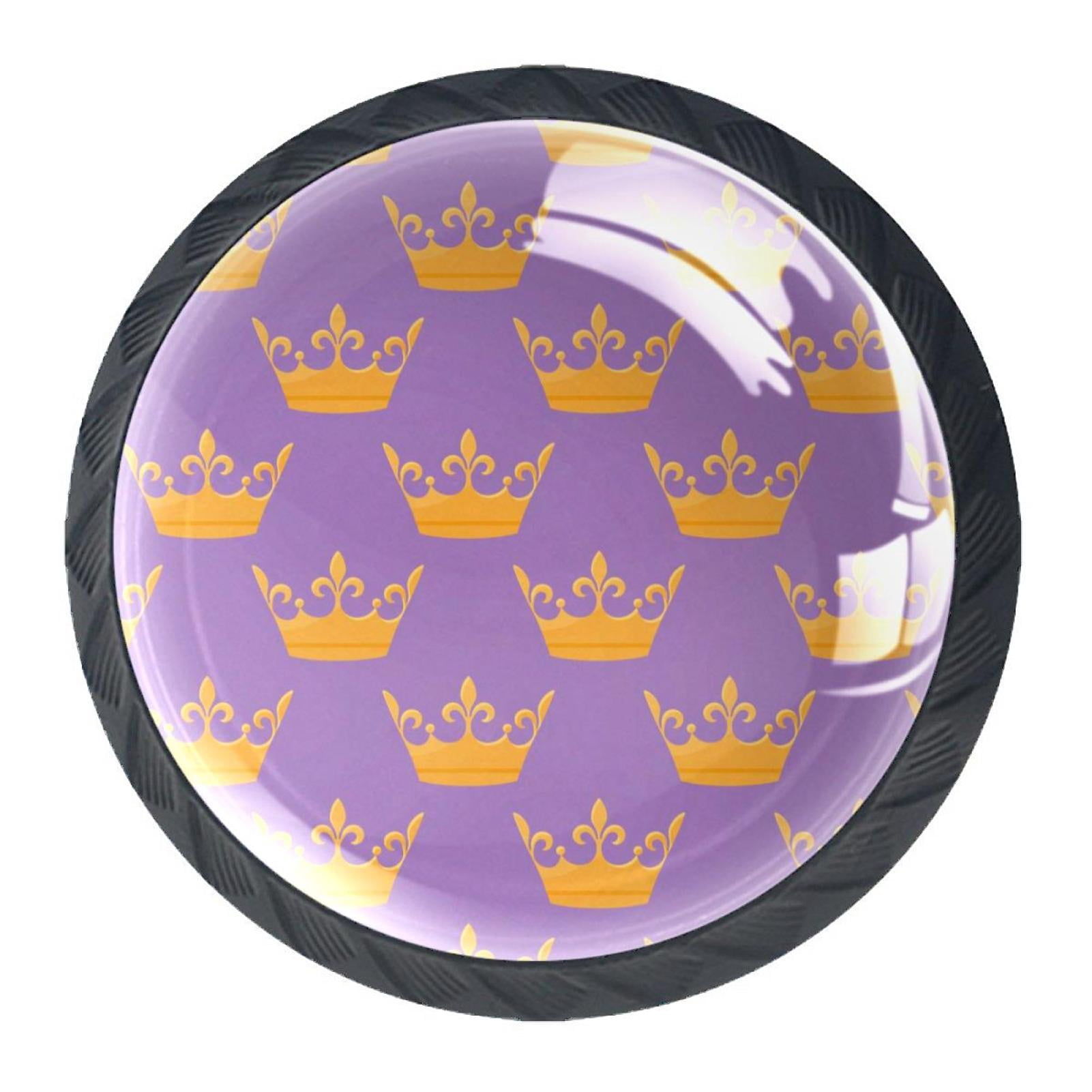 4 Pcs Crown Purple Knobs for Kitchen Cabinet Cupboard Dresser Bookcase Drawer Pulls Handles ...