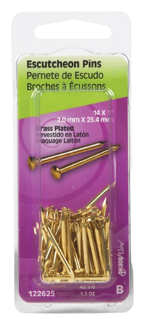 Hillman 14 Ga. X 1 in. L Brass-Plated Steel Escutcheon Pins 1 pk 1.5 oz ...