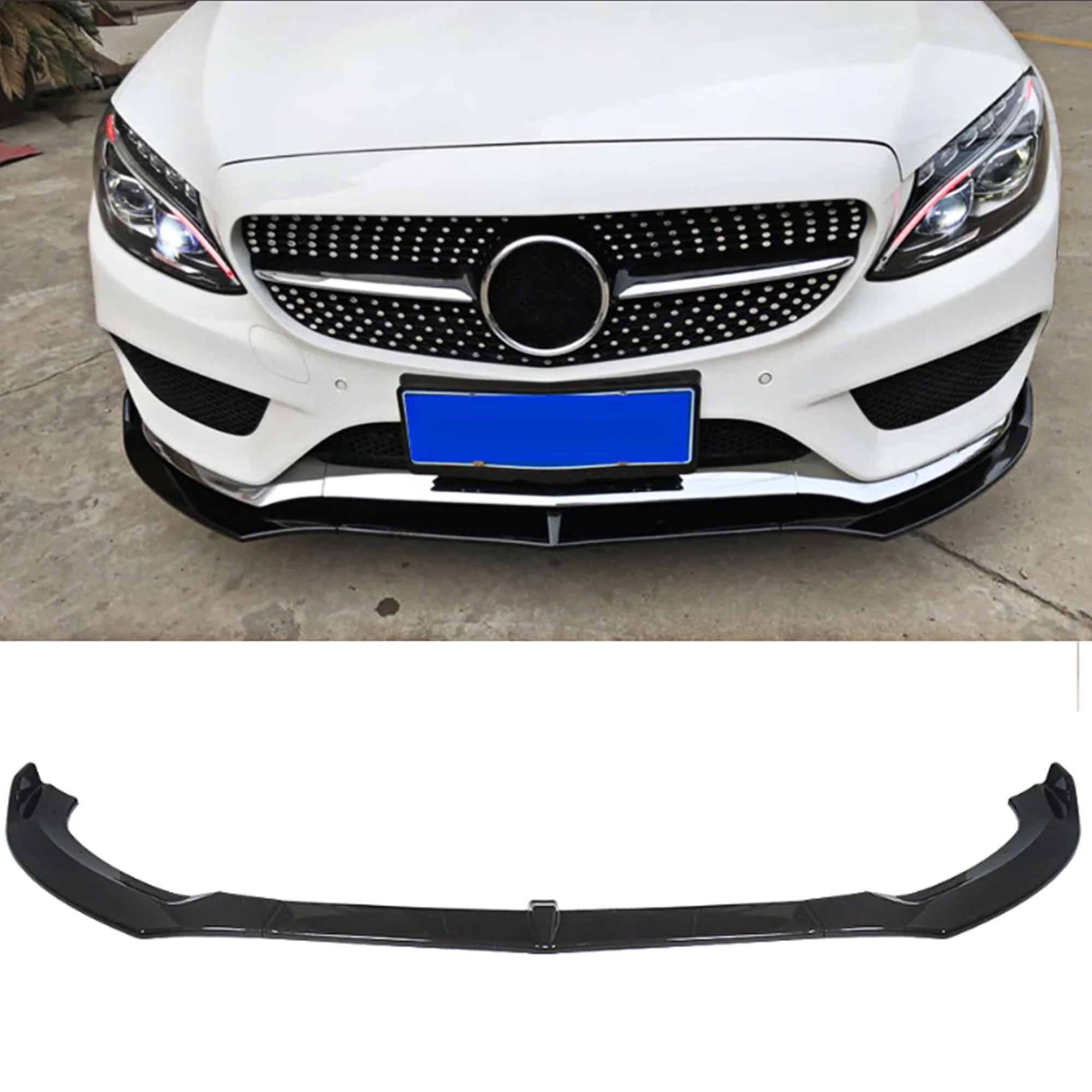 NINTE Front Bumper Lip for Benz 2015-2018 C-Class W205 Sport Gloss ...