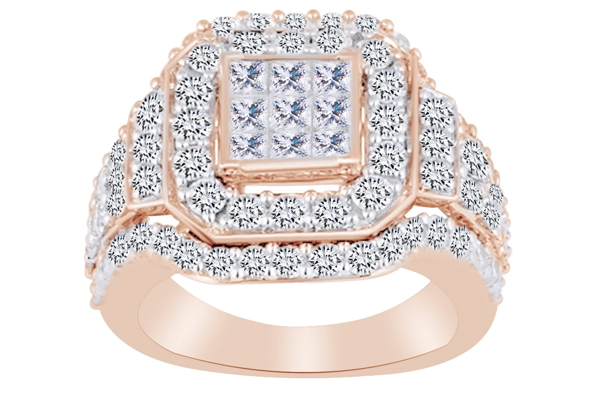 Princess & Round Shape White Natural Diamond Womens Engagement Wedding ...