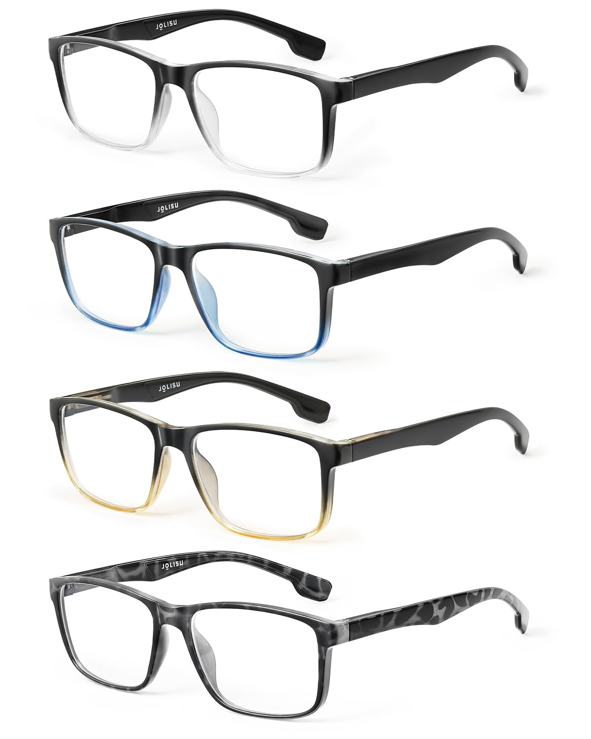 Gafas de lectura JOLISU Blue Light Block para hombre, paquete de 4 ...