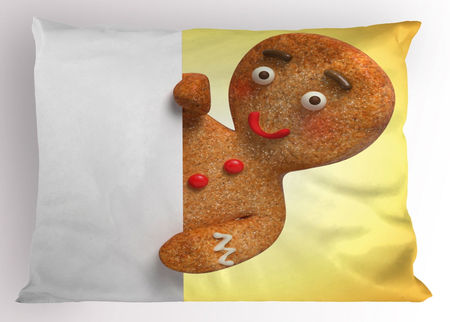 Gingerbread Man Pillow Sham Gingerbread Man Figure Holding a White Page ...