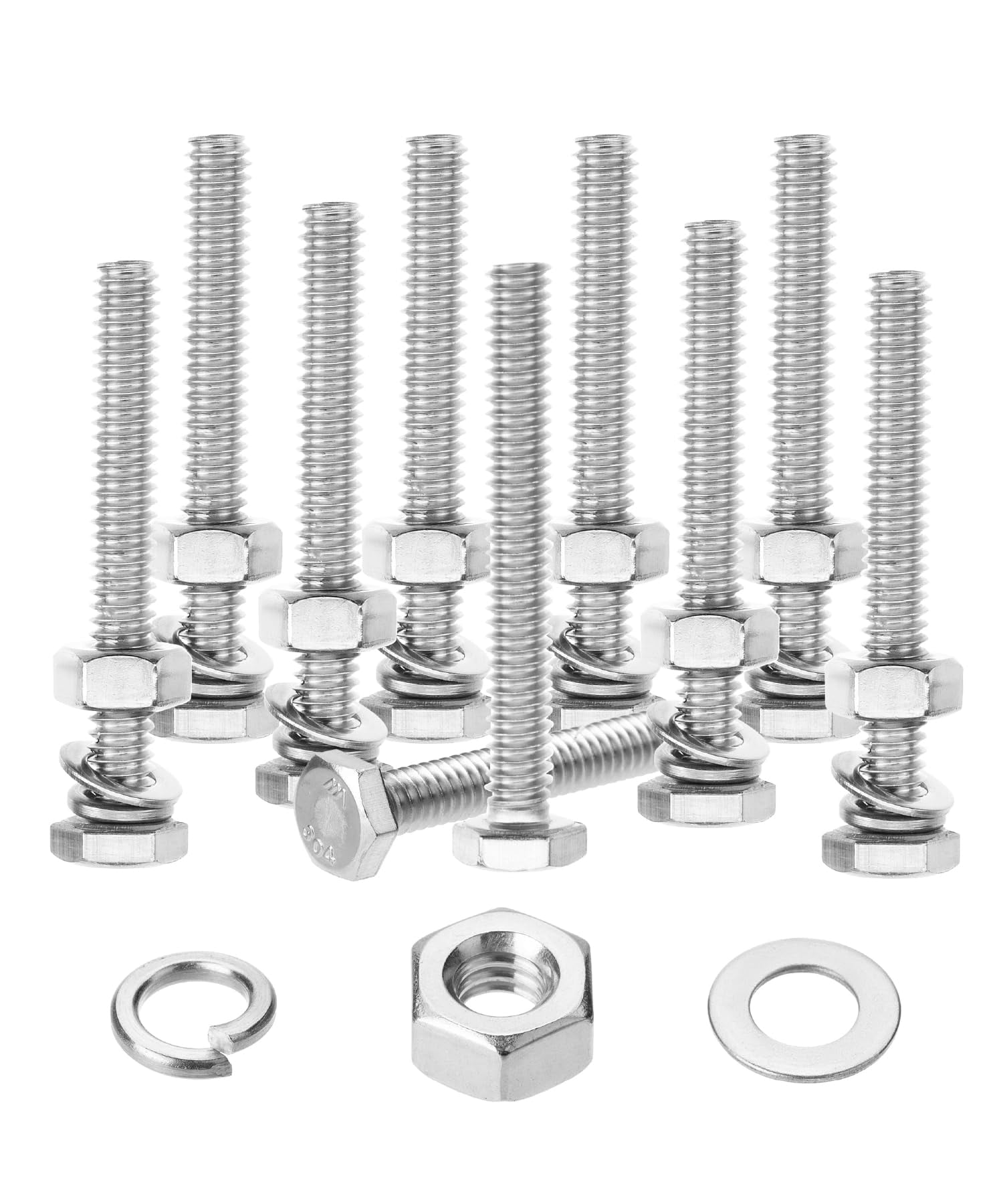 Mr. Pen- Nuts and Bolts Set 1/4""-20x2 10 Sets Stainless Steel Hex Head ...