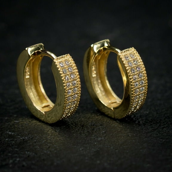 1 Ct Round Cut Simulated Diamond Men's Cross Huggie Hoop Earrings 14K ...