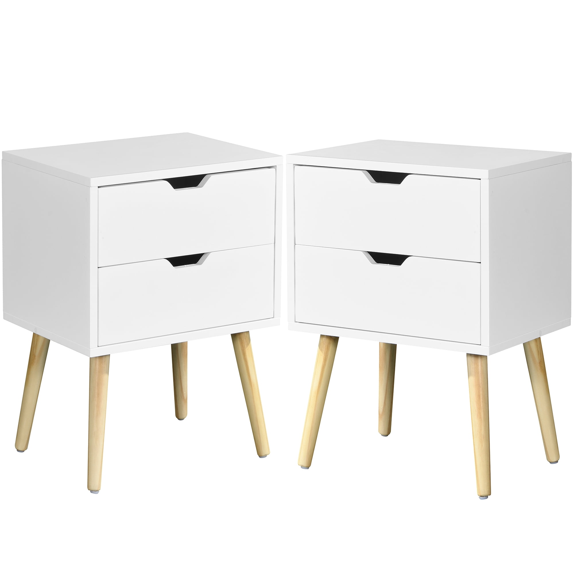 Set of 2 Nightstand Bedroom Bedside Table with 2 Drawers Storage ...