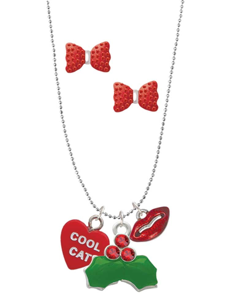 Delight Jewelry Acrylic Red "Cool Cat / Purr Fect" Heart Christmas Kiss ...