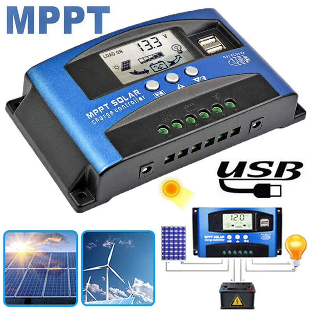30-100A PWM MPPT Solar Charger Controller Panel Battery Regulator Dual ...