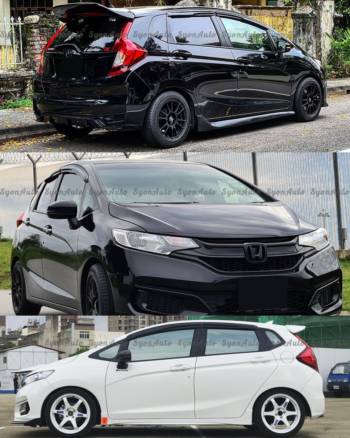 Buy Fits 2015-2020 Honda FIT GK5 JDM 3D Wavy Mugen Style Window Visor ...