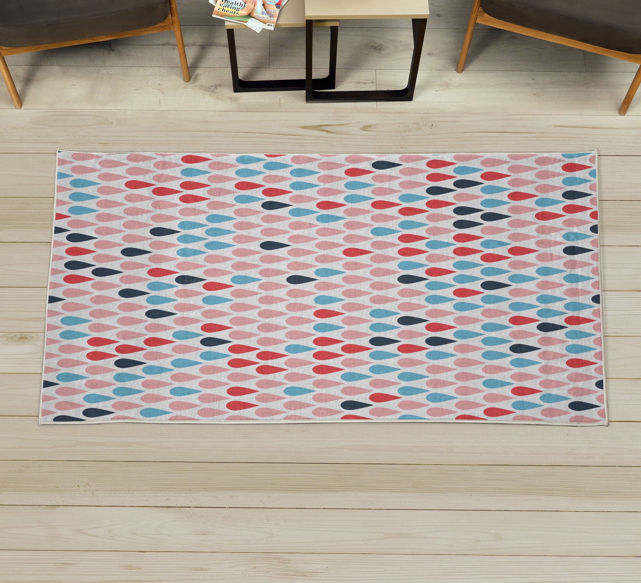 Nature Decorative Rug, Repeated Minimalist Rain Drops Splashes Tears of ...