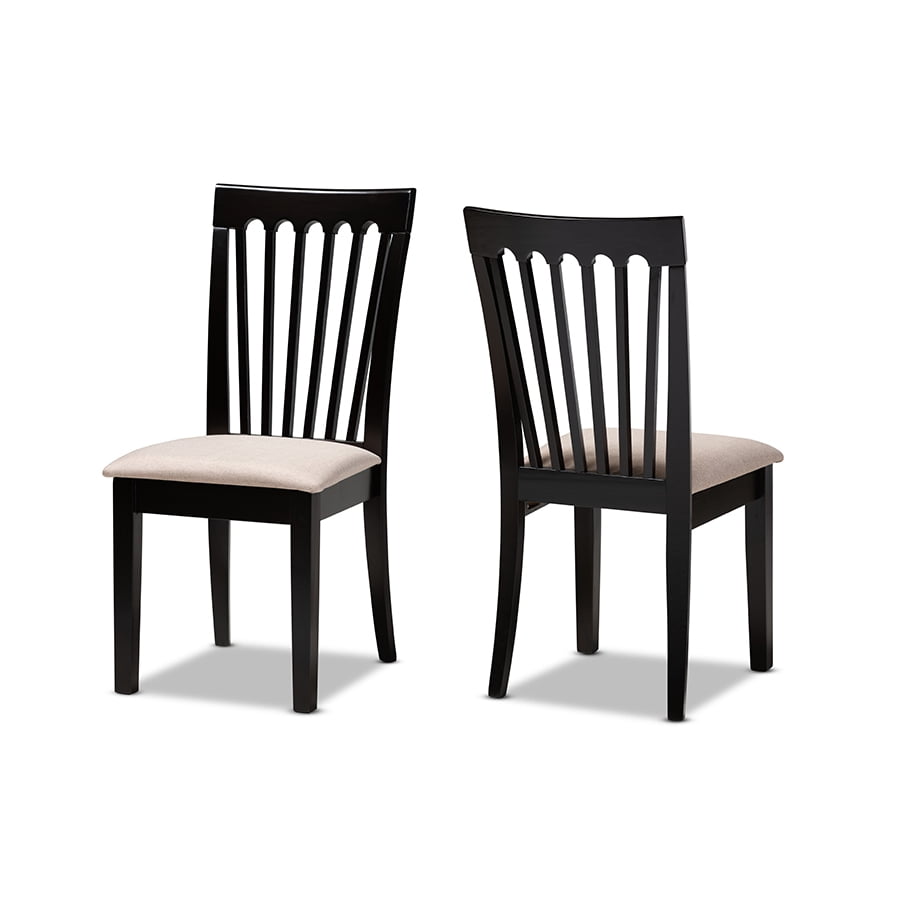 Minette Modern Sand Fabric Upholstered and Brown Finished 2-Piece Wood ...