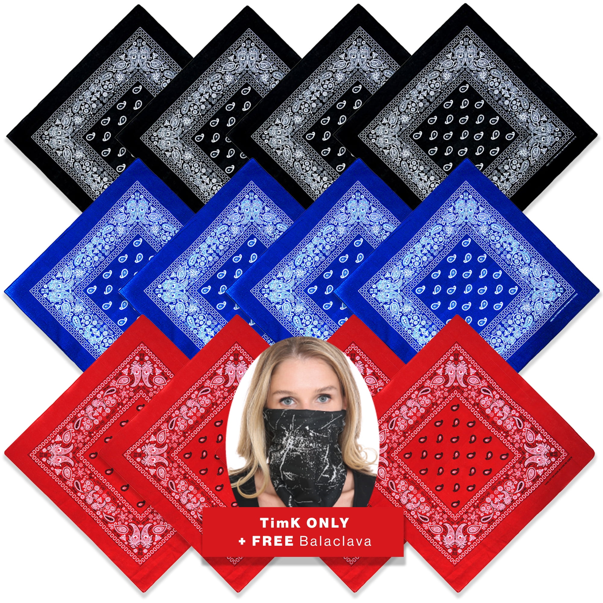 Click here for Basico 100 Cotton Head Wrap Bandanas 12 Pack prices