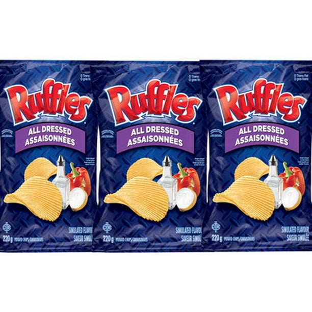 Ruffles All Dressed Potato Chips 220g/7.8oz. (3-Pack), {Imported from ...