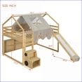 Full Size Wood Loft Bed with House Frame, Tent & Slide - Natural+Beige ...