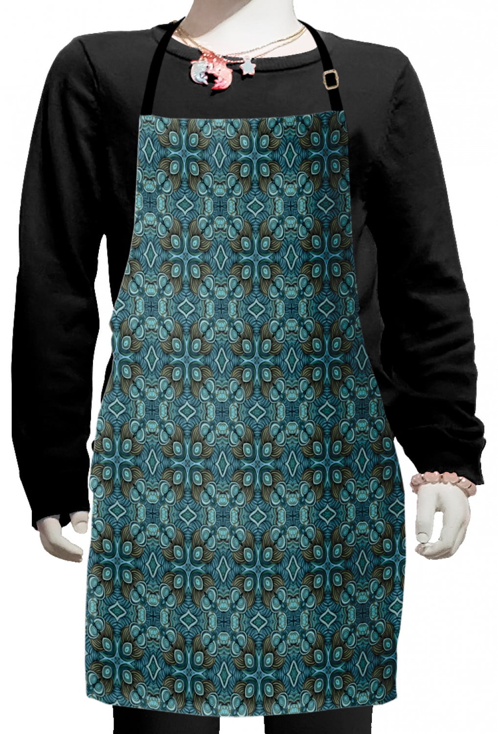 Ethnic Kids Apron, Hippie Floral Motifs Folkloric Composition in ...
