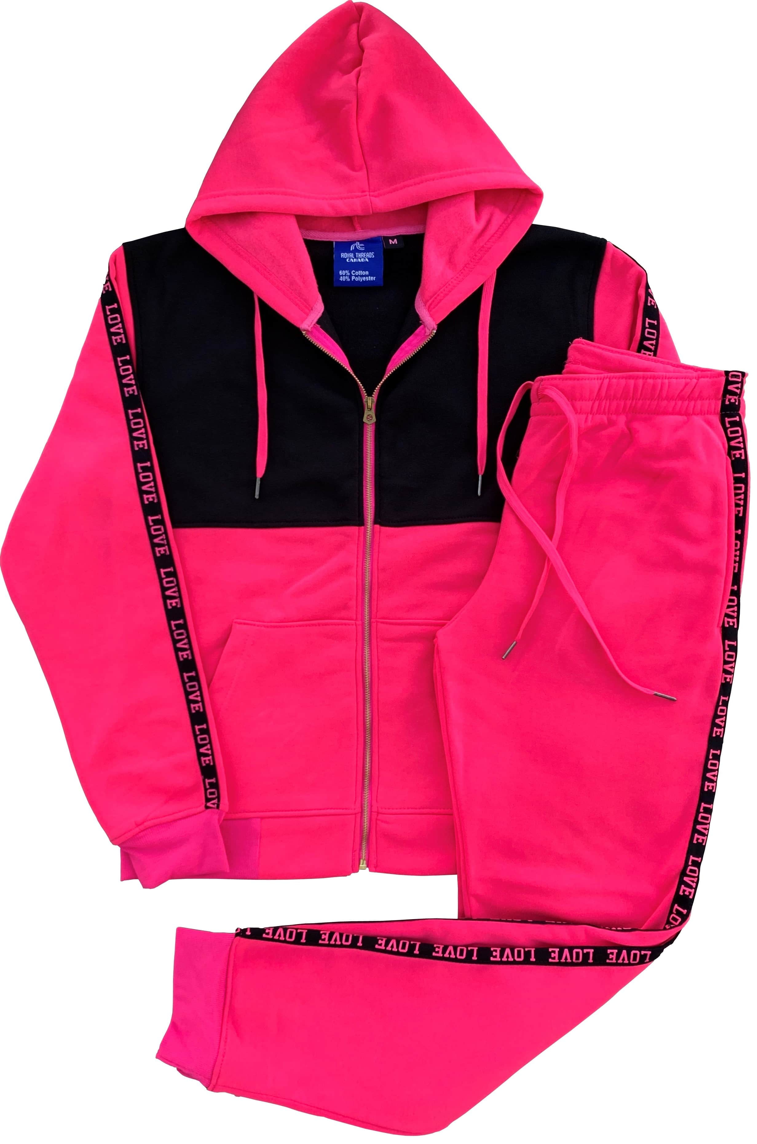 Women's 2-piece Fleece Sweatsuit Love Stripe sweat jacket & Jogger ...