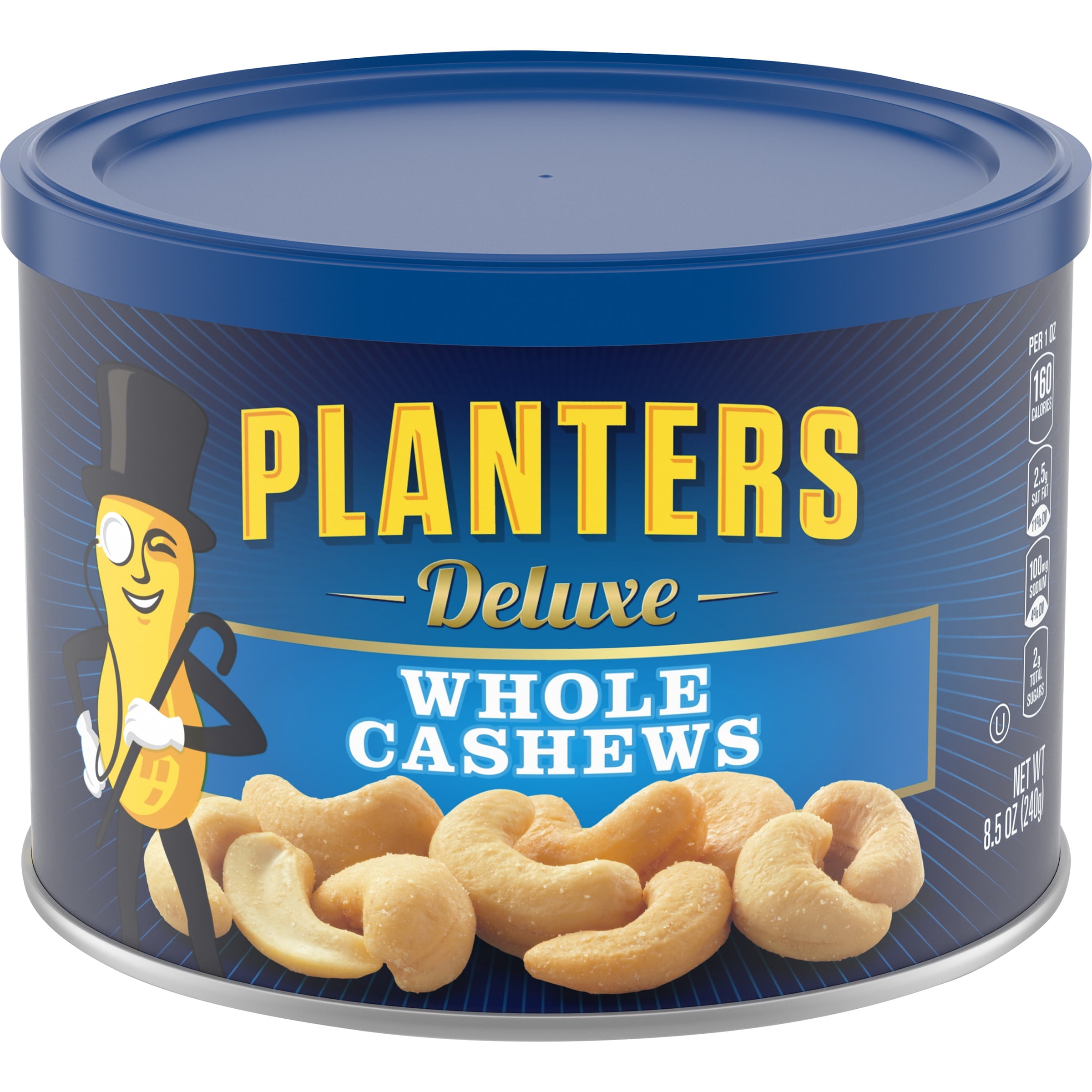 Planters Deluxe Whole Cashews, 8.5 oz Canister - Walmart.com