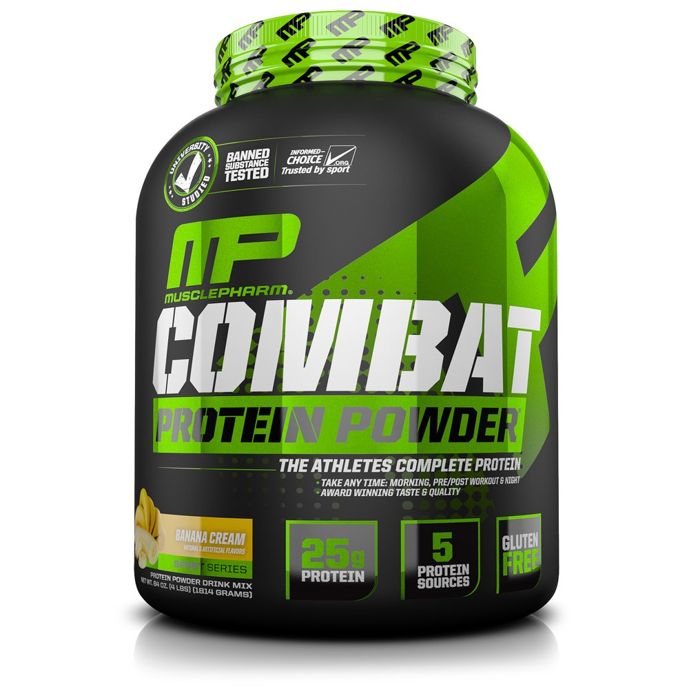 Musclepharm Combat Sport Protein Powder, Banana Cream, 25g Protein, 4 ...