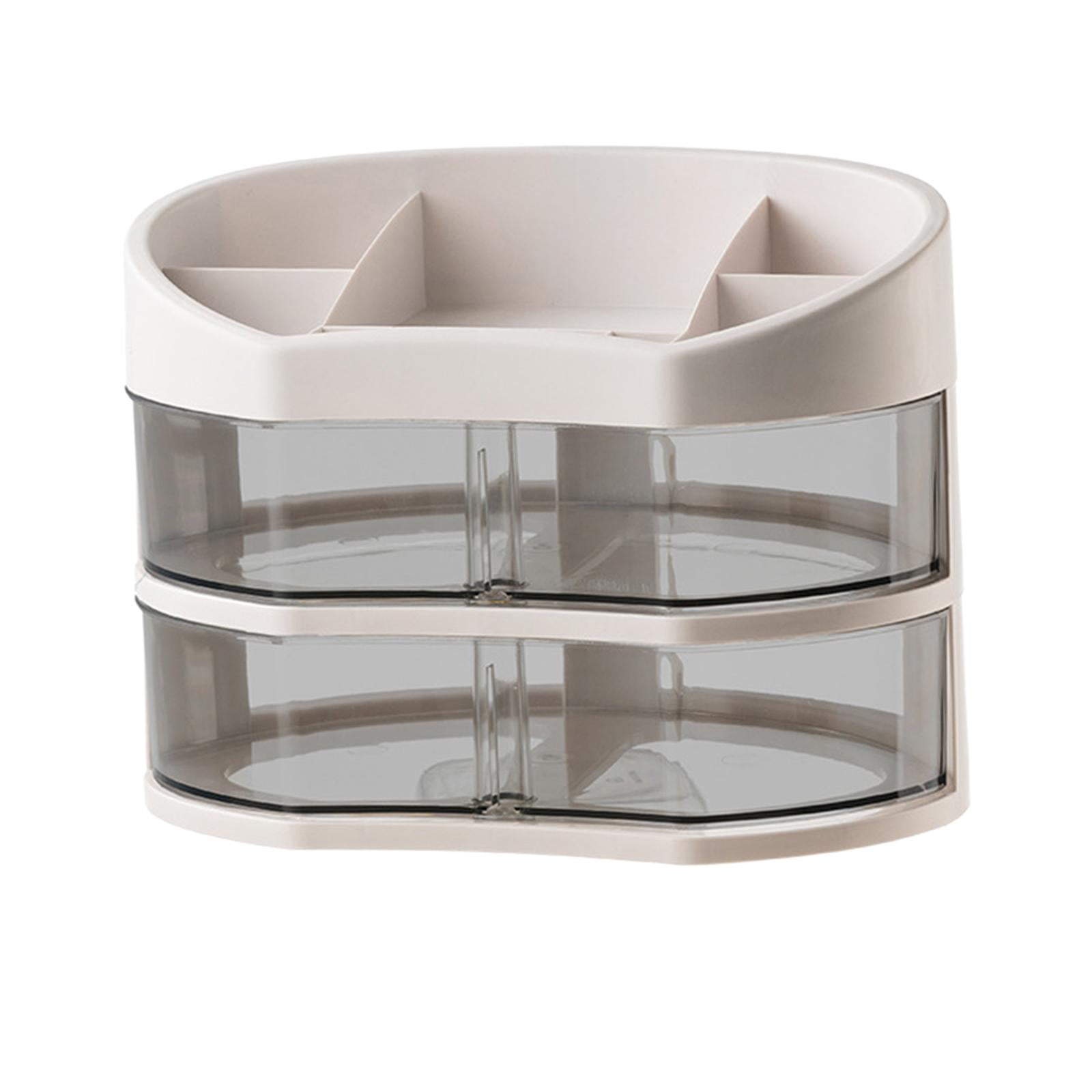 Cosmetic Storage Box with Rotatable Drawers Make up Case Clear Jewelry ...