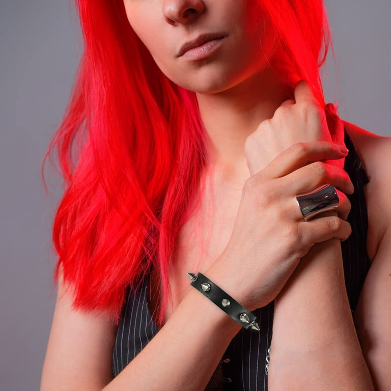 Skeleteen Gothic Punk Leather Spike Bracelet - Unisex Biker Skeleteen Gothic Punk Leather Spike Bracelet - Unisex Biker