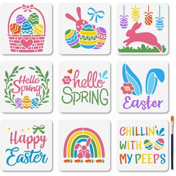 1set 12pcs 12 styles PET Hollow Out Drawing Painting Stencils for ...