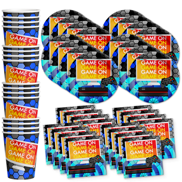 Video Game Party Supplies,128pcs Video Game Party Tableware Set - Video ...