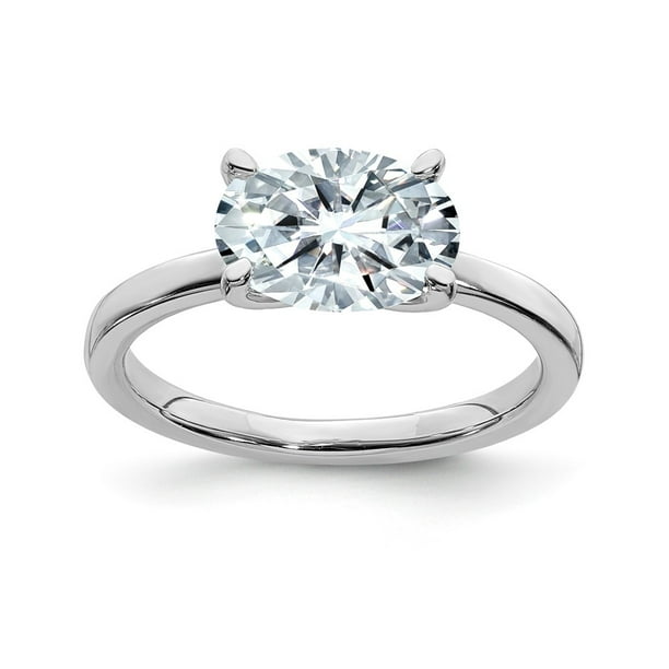 Aa Jewels 14k White Gold 3ct 10x8mm East West Oval Moissanite