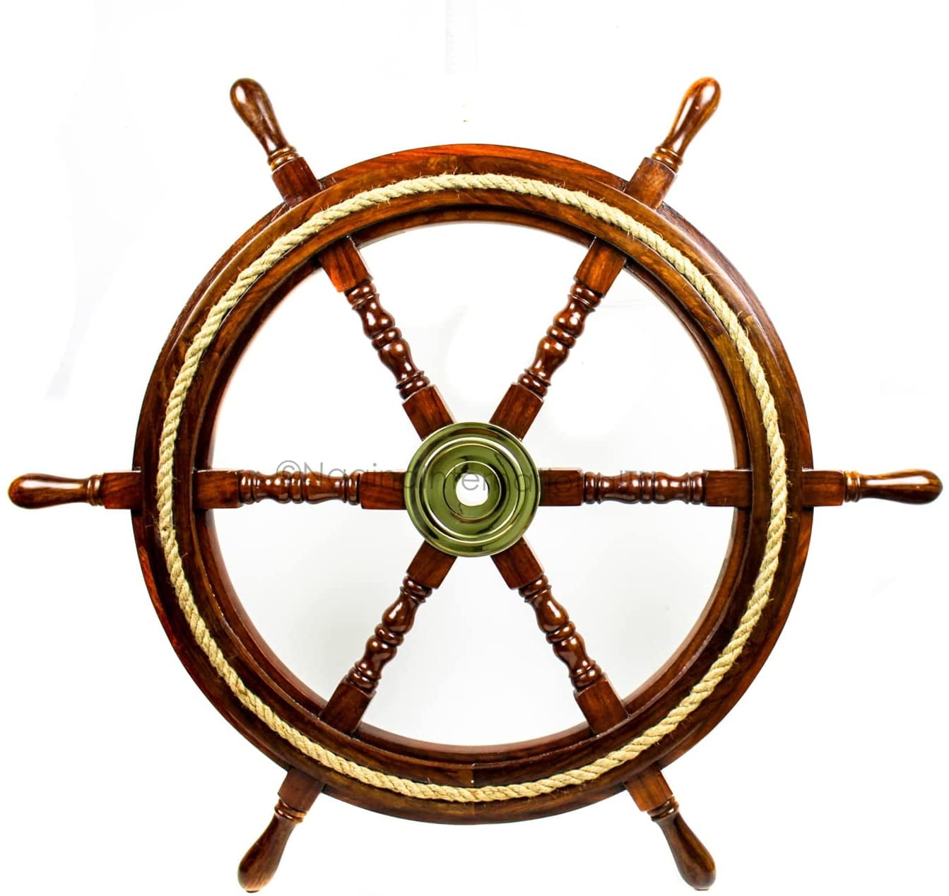 Wooden Ship Wheel (Circular Rope Design Across Circumference) - (24 ...