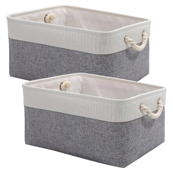 2-Pack Square Closet Organizers with Handles Open Basket Bins White ...