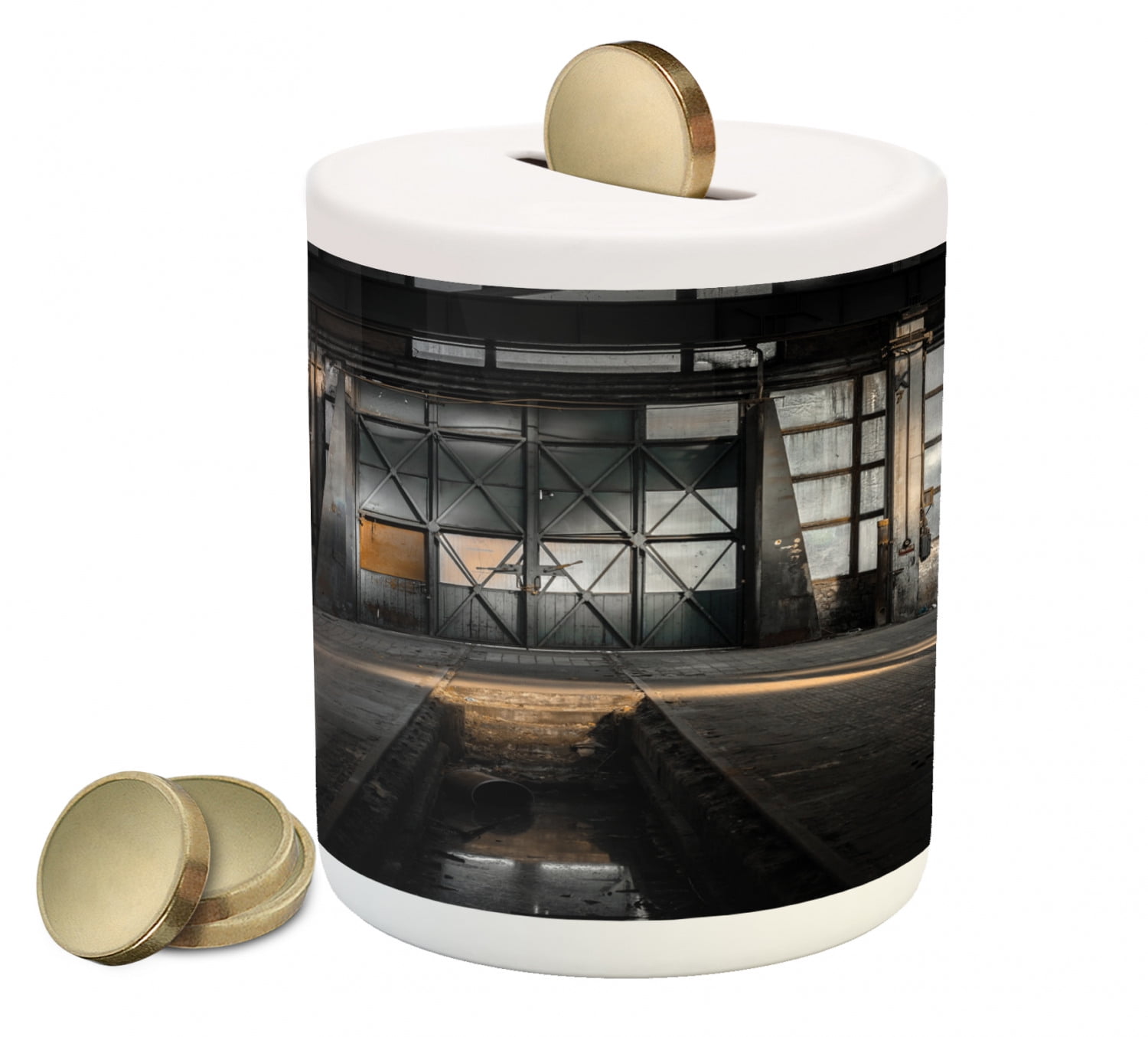 Industrial Piggy Bank, Creepy Dark Interior of a Derelict Workplace ...