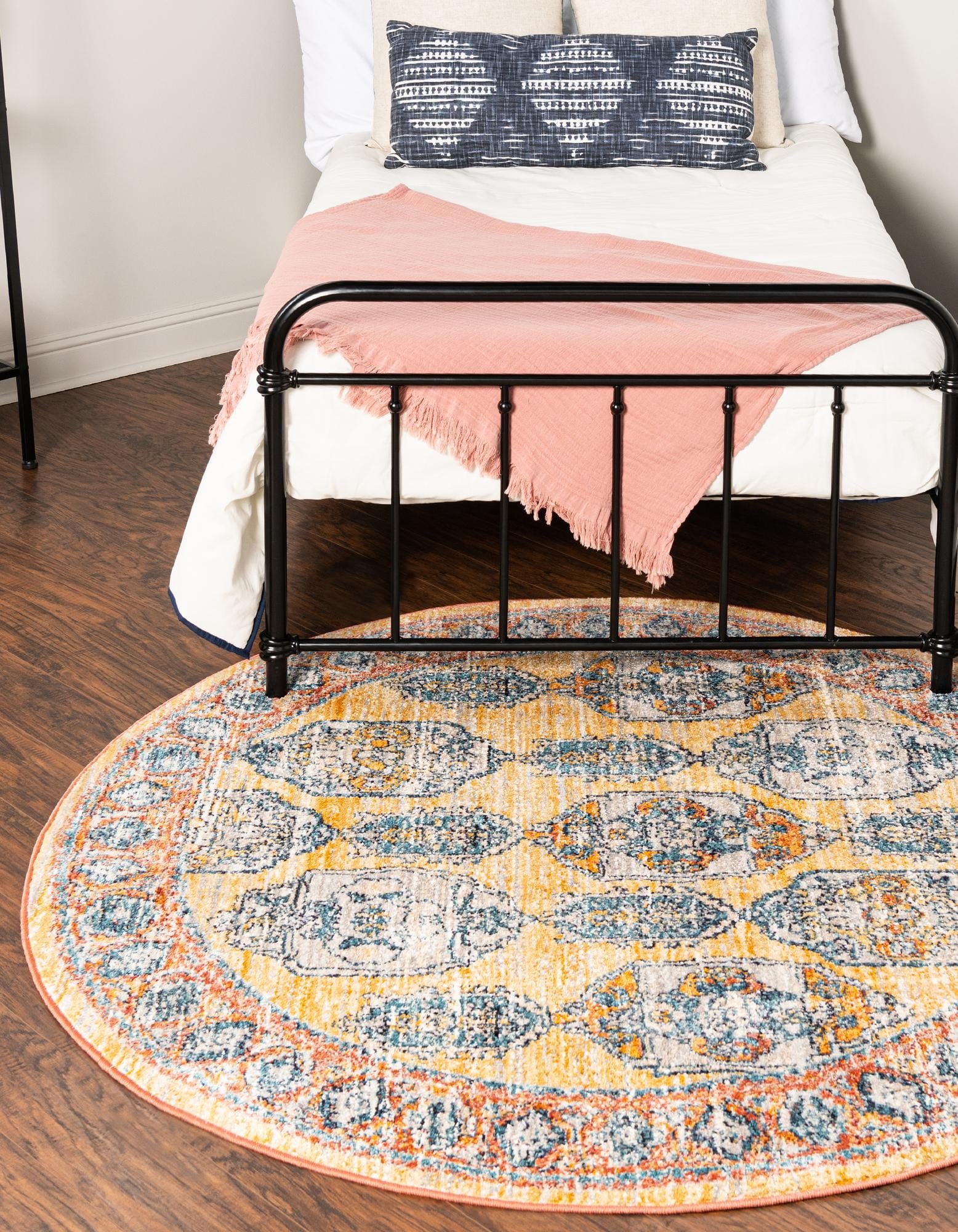 Rugs.com Lola Collection Rug – 7 Ft Round Yellow Medium Rug Perfect For ...