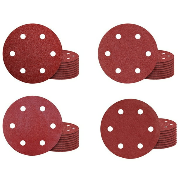 9 Inch 6 Hole Sanding Discs 40/60/80/120 Assorted Grit Hook and Loop ...