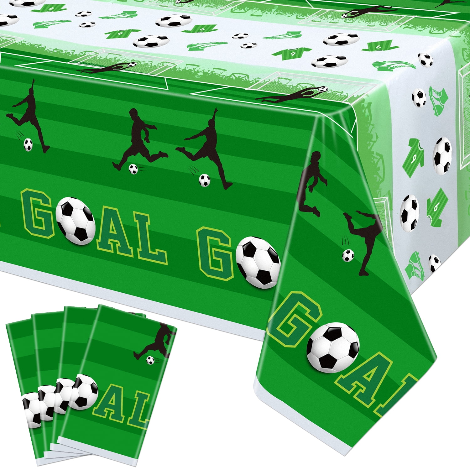 4 Pack Soccer Party Tablecloths - Disposable Plastic Soccer Theme Table ...
