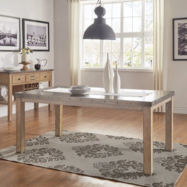 Weston Home Warner Rectangular Wood Dining Table with Concrete Inlay ...