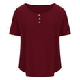 Gufahion Summer Tops for Women Button Short Sleeve Crew Neck T Shirts ...